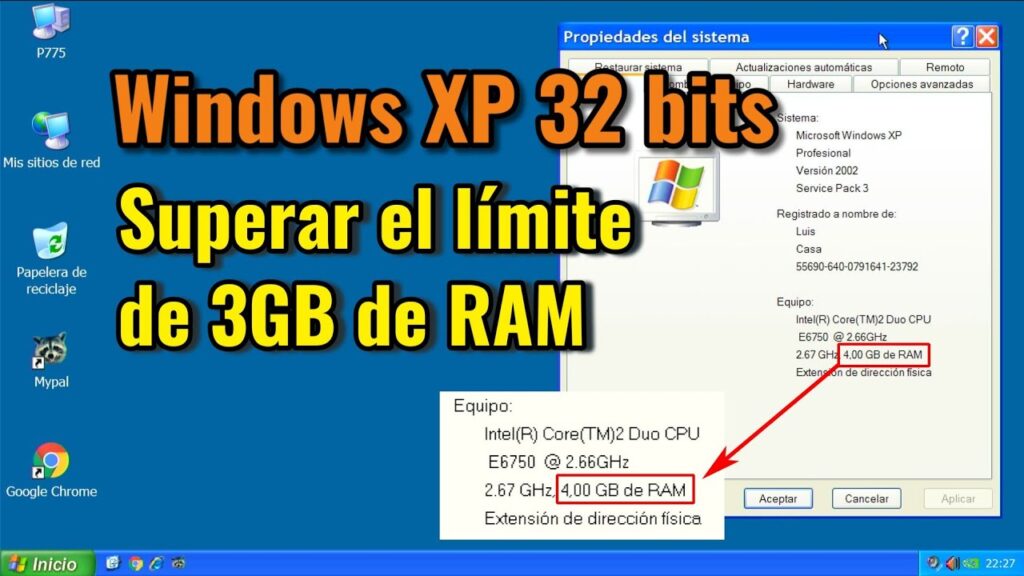 Cuál es la máxima memoria RAM soportada en Windows XP