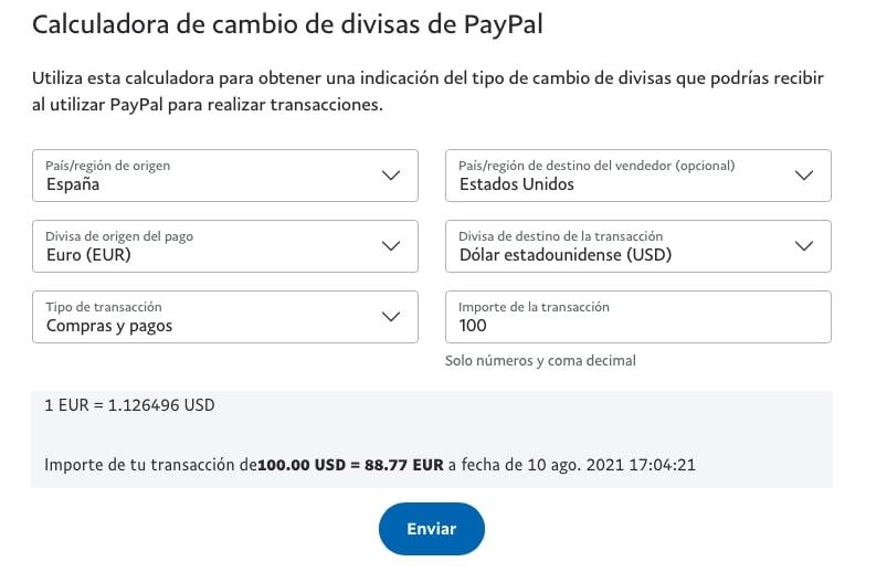 Qué comisiones cobra PayPal por el cambio de divisas