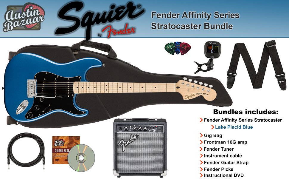 Qué incluye el paquete Squier Affinity Stratocaster y sus características